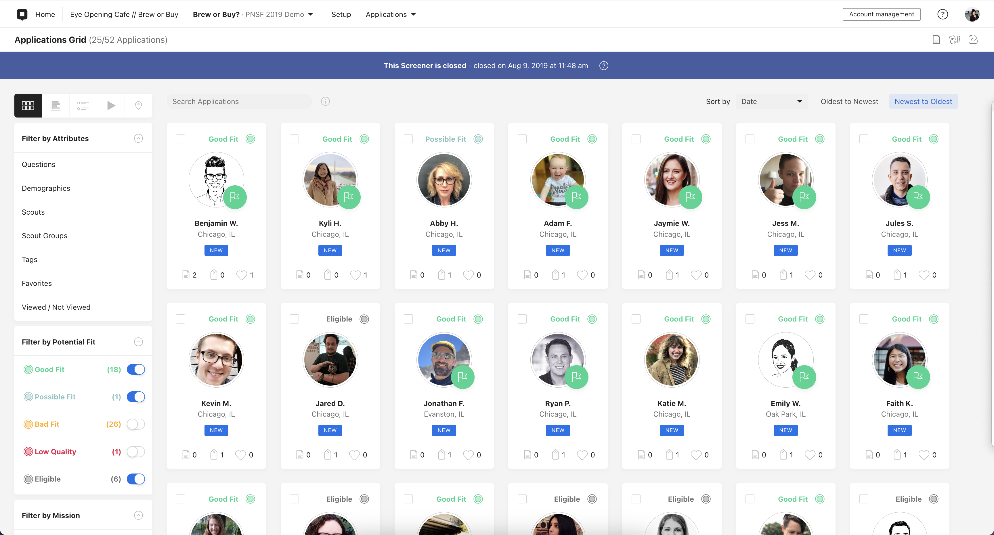 Viewing applications and selecting scouts – dscout