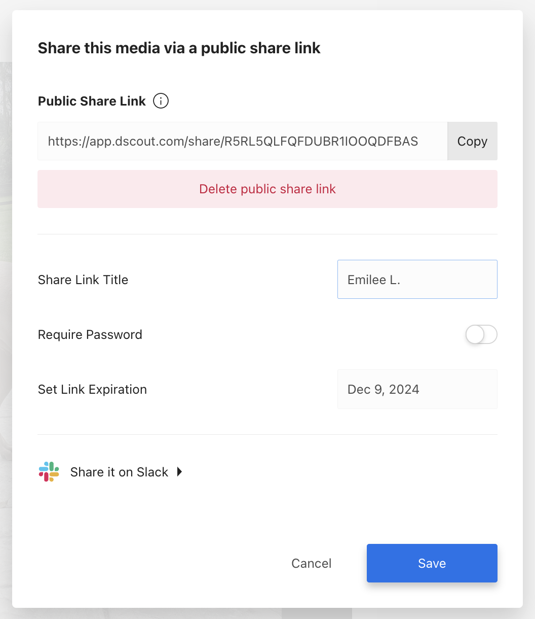 Public share links – dscout